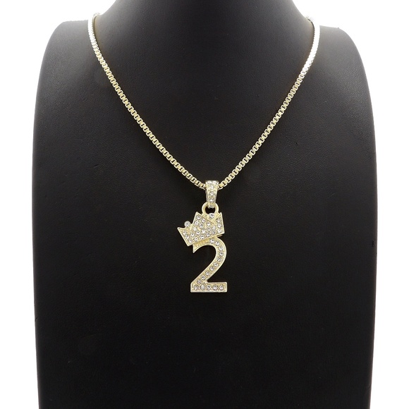 Accessories | Iced Out Number Crown Pendant 9 24 Box Chain | Poshmark